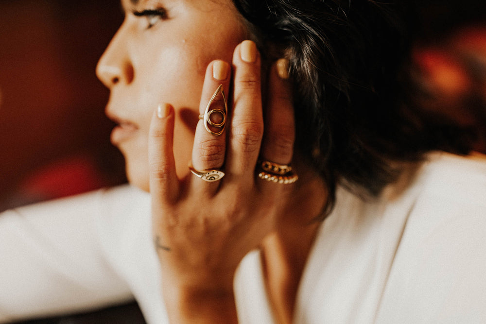 Lera Evil Eye Ring | Sterling Silver, Brass & 14k Gold